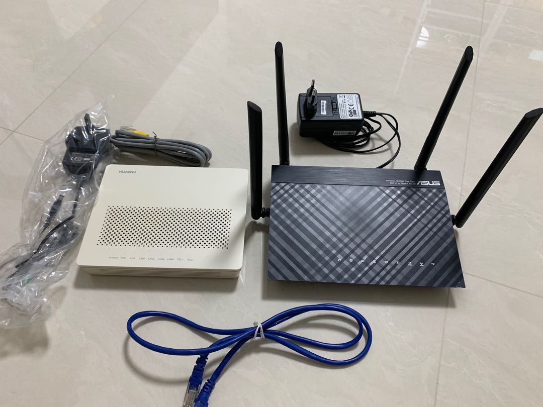 ASUS RT-AC1200G+ router & HUAWEI Optical Network Terminal, Computers ...