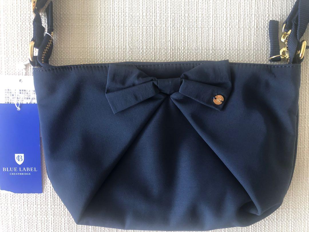 Authentic Blue Label Japan Crestbridge Ribbon Navy Blue Bag, Women's ...