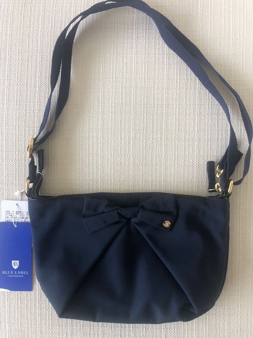 Authentic Blue Label Japan Crestbridge Ribbon Navy Blue Bag, Women's ...