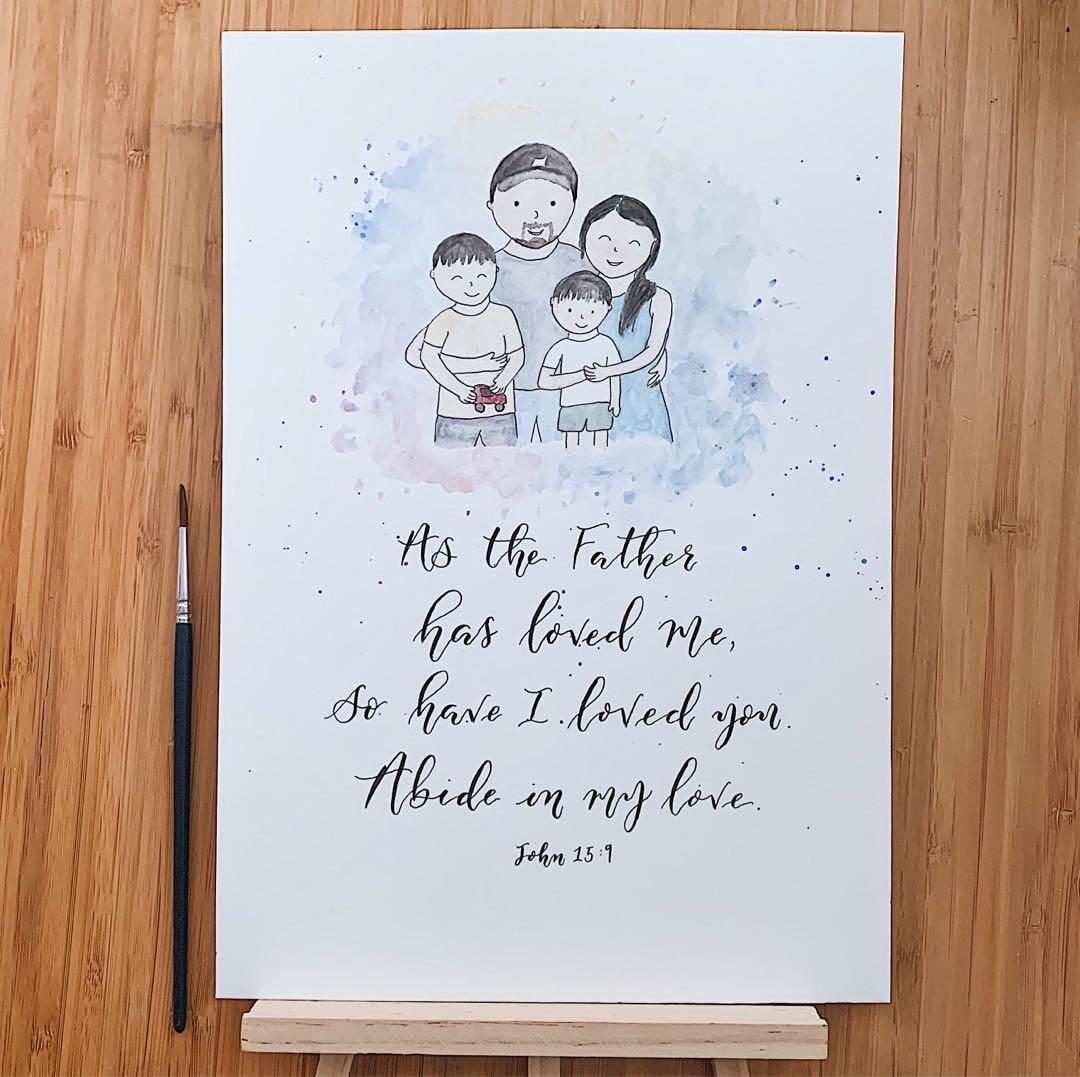 Bespoke calligraphy portrait illustration, Hobbies & Toys, Stationery ...
