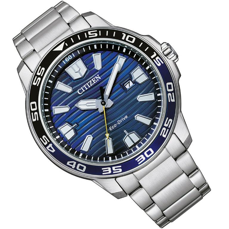 Brand New Citizen Eco-Drive Blue Dial Male Sports Stainless Steel Watch ...