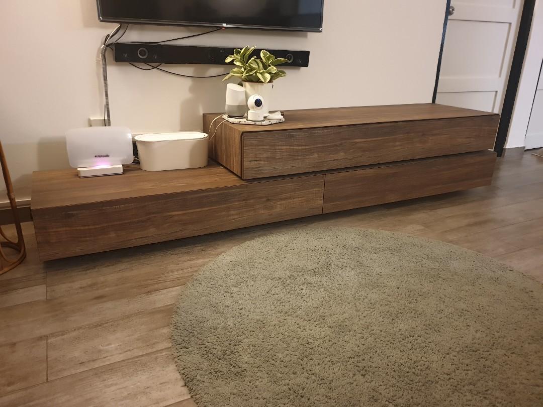Custom made wooden TV console, Furniture & Home Living, Furniture, TV ...