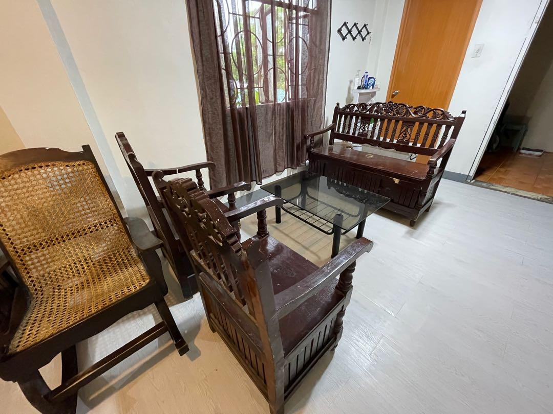 Galinera Wood Sofa Set, Furniture & Home Living, Furniture, Sofas on ...