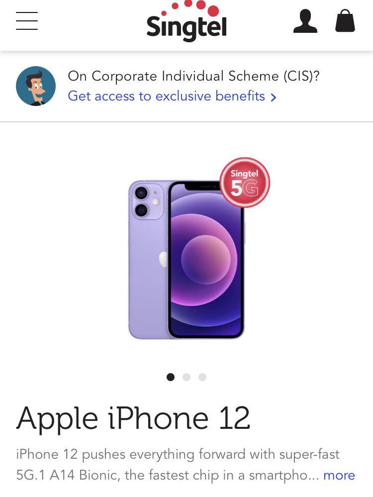 iPhone 12 Purple 128GB Singtel Telco Set, Mobile Phones & Gadgets ...