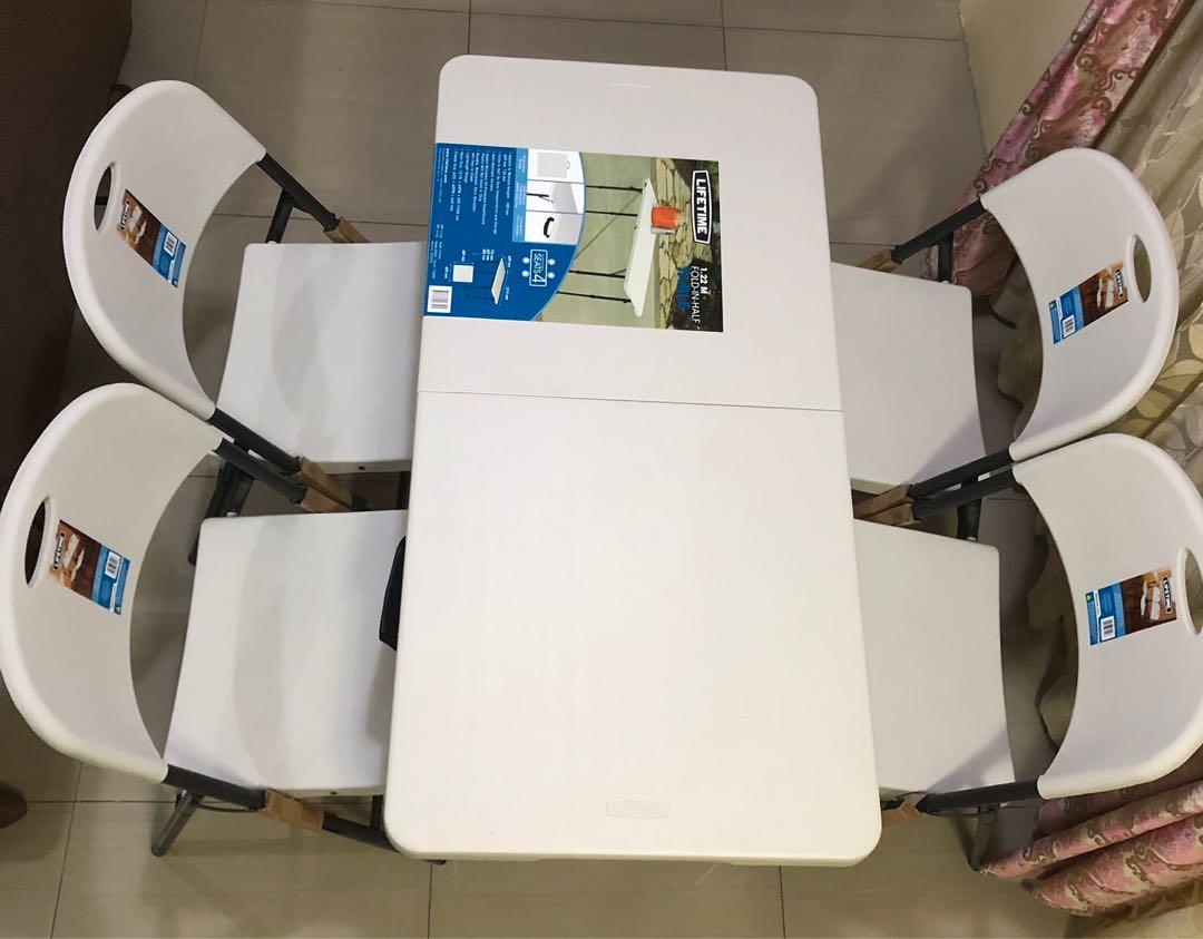Lifetime table 4ft foldable in half & adjustable in height!, Furniture ...