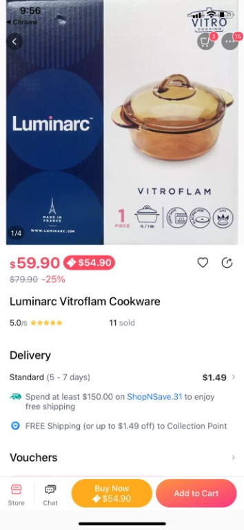 Luminarc Vitroflam Cookware 1.5L, Furniture & Home Living, Kitchenware ...