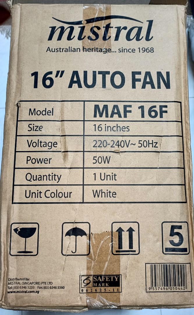 MISTRAL AUTO CEILING FAN 16" MAF 16F, Furniture & Home Living, Lighting ...