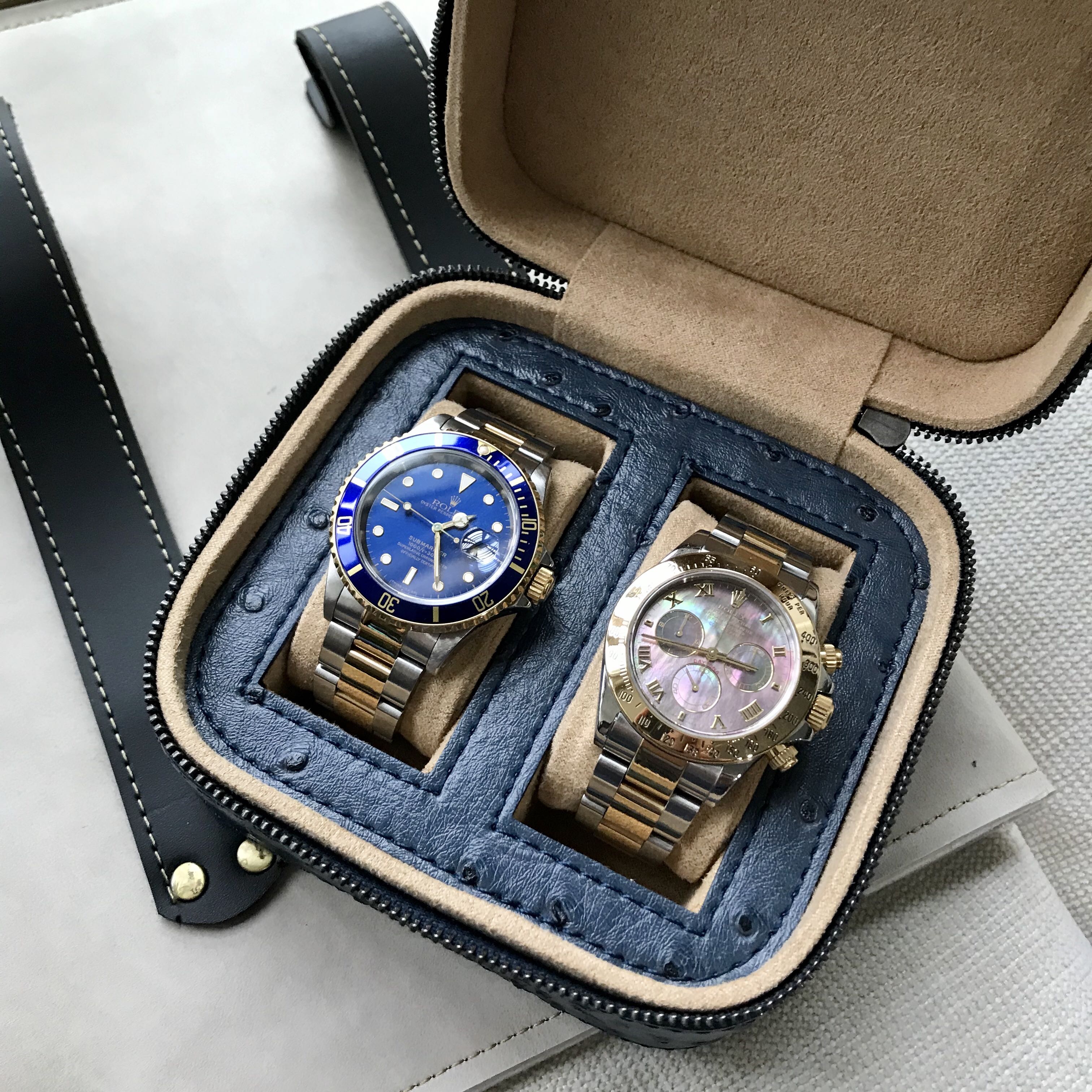Ostrich double 2 watch box storage display case for rolex submariner ...