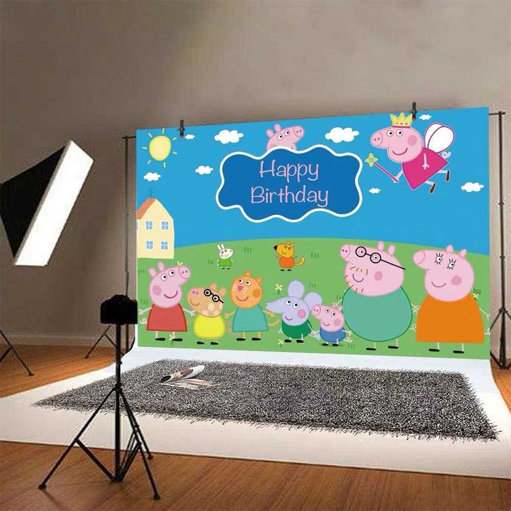 Peppa Pig party supplies - birthday banner party backdrop / party deco ...