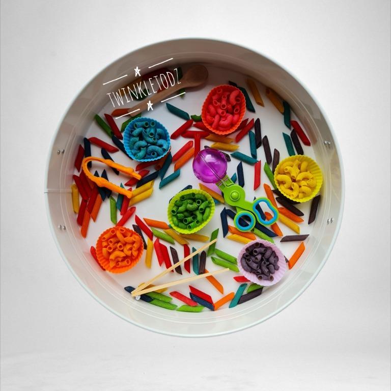 Rainbow Colour Pasta and Learning Resources Tweezer Set for Sensory ...