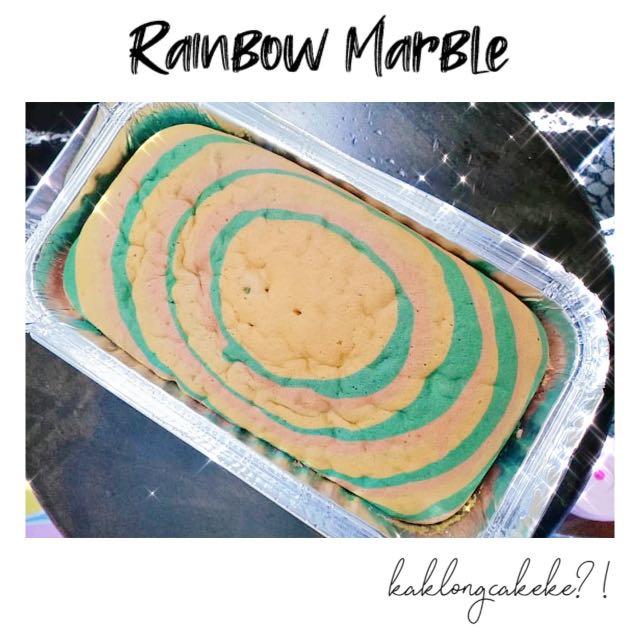 Rainbow Marble Cake Halal, Food & Drinks, Homemade Bakes on Carousell