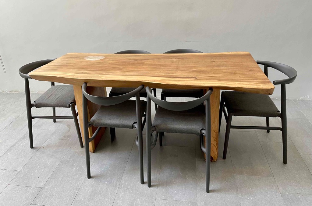 Solid Lychee Wood Slab Dining Table, Furniture & Home Living, Furniture ...