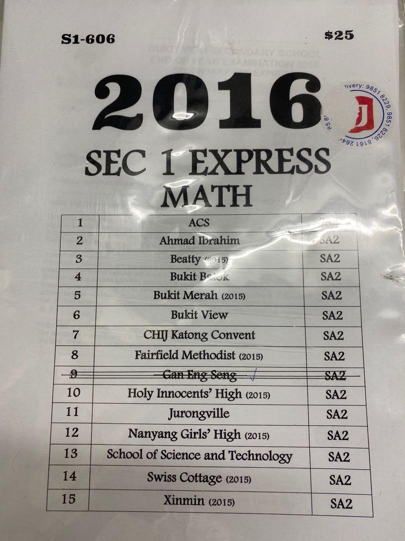 test papers sec 1 math, Hobbies & Toys, Books & Magazines, Assessment ...