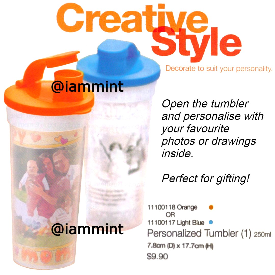 Tupperware 250 ml Flip Top Cap Personalized Round Water Bottle Tumbler ...