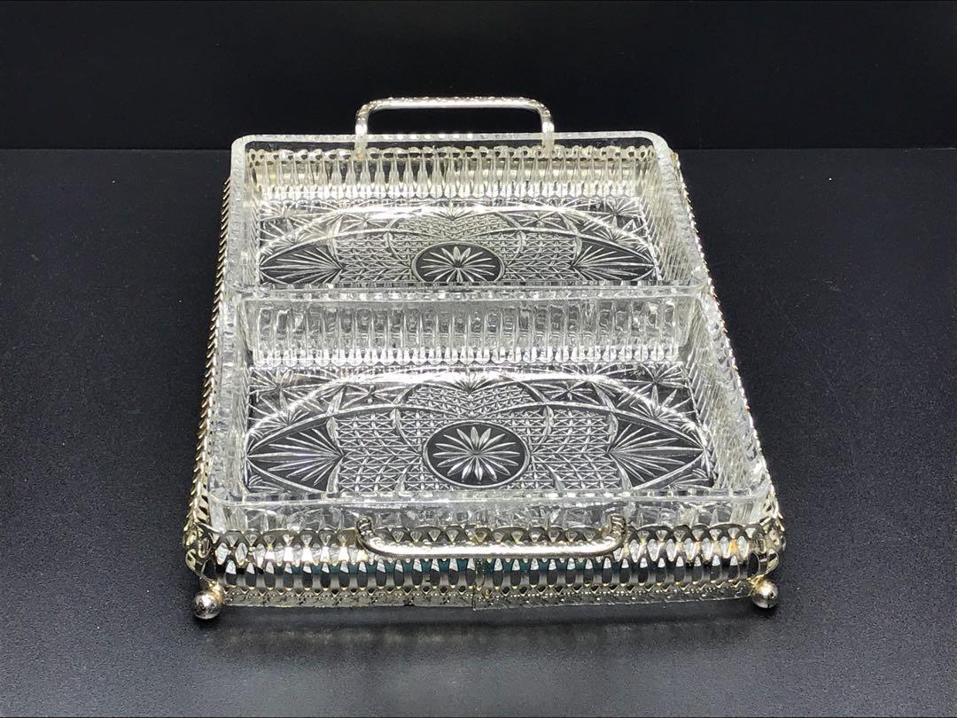 Vintage MAYELL Silver-Plated Crystal Serving Dish - Made in England ...
