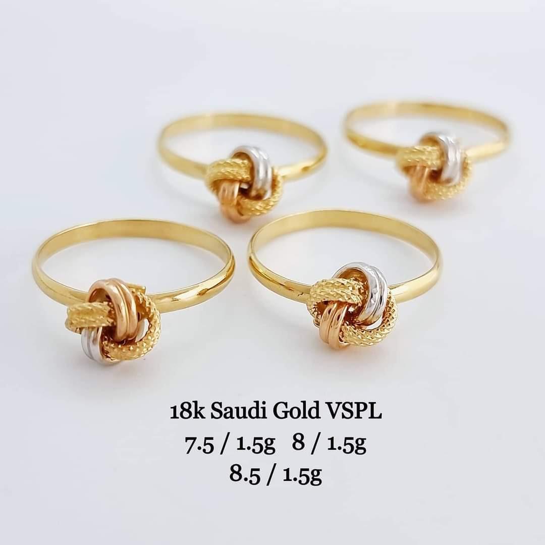 18K Saudi Gold Tricolor Knot Ring, Women's Fashion, Jewelry ...
