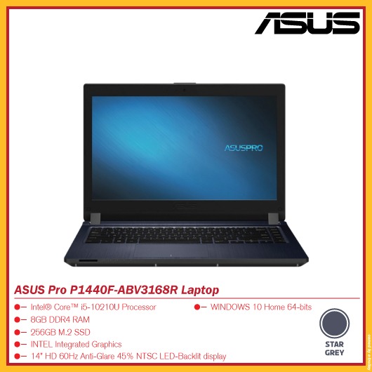 ASUS Pro P1440F-ABV3168R Laptop (STAR GREY), Computers & Tech, Laptops ...