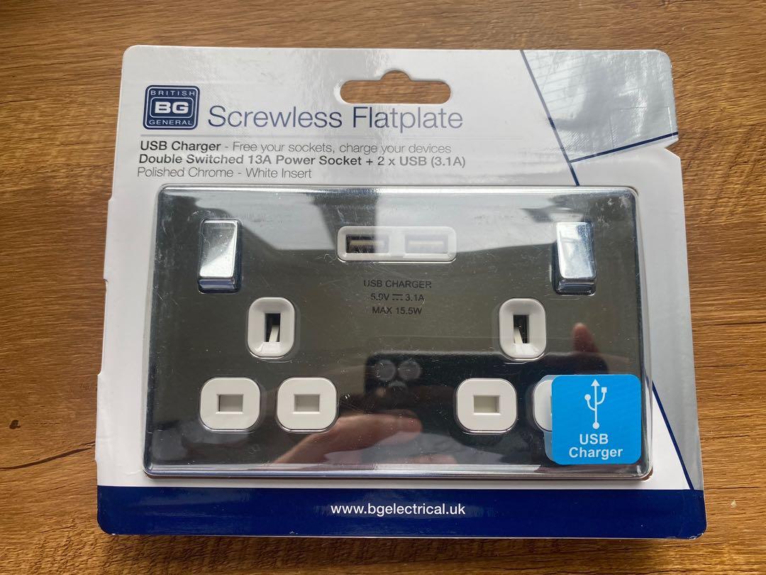 全新英國 BG USB 孖制 13A 制面 插座 double socket , 家庭電器, 轉插器及插頭 - Carousell