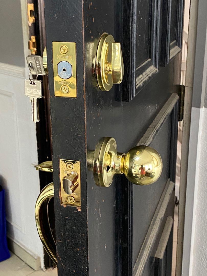 Gold Color Maindoor lock with installation for $138, Furniture & Home ...