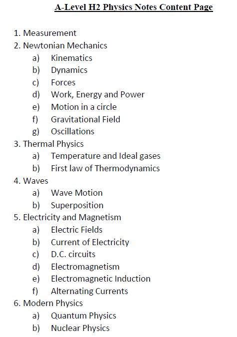 H1/H2 A level Physics summary notes (top school), prelim papers and key ...