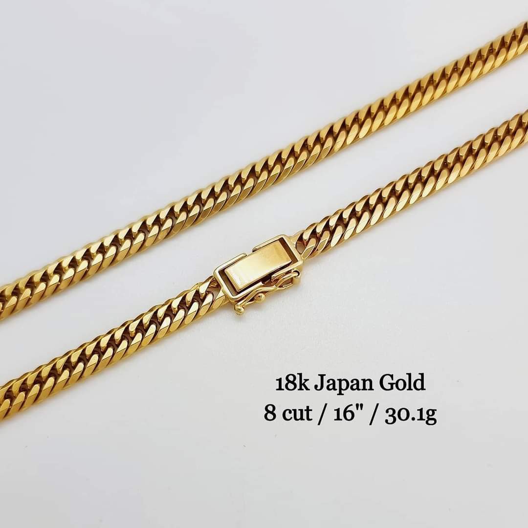 K18 Japan Gold 8 Cut & 10 Cut Chain, Women's Fashion, Jewelry ...