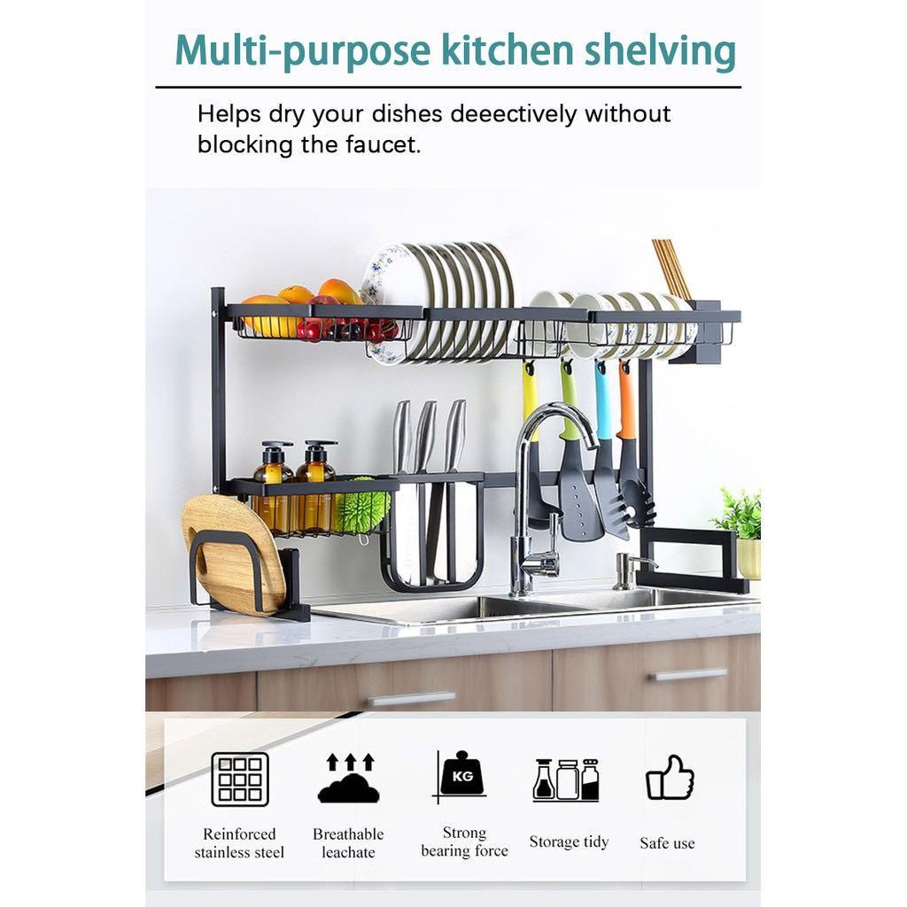 MALM-Stainless Steel Dish Rack 2 Layer, Furniture & Home Living ...