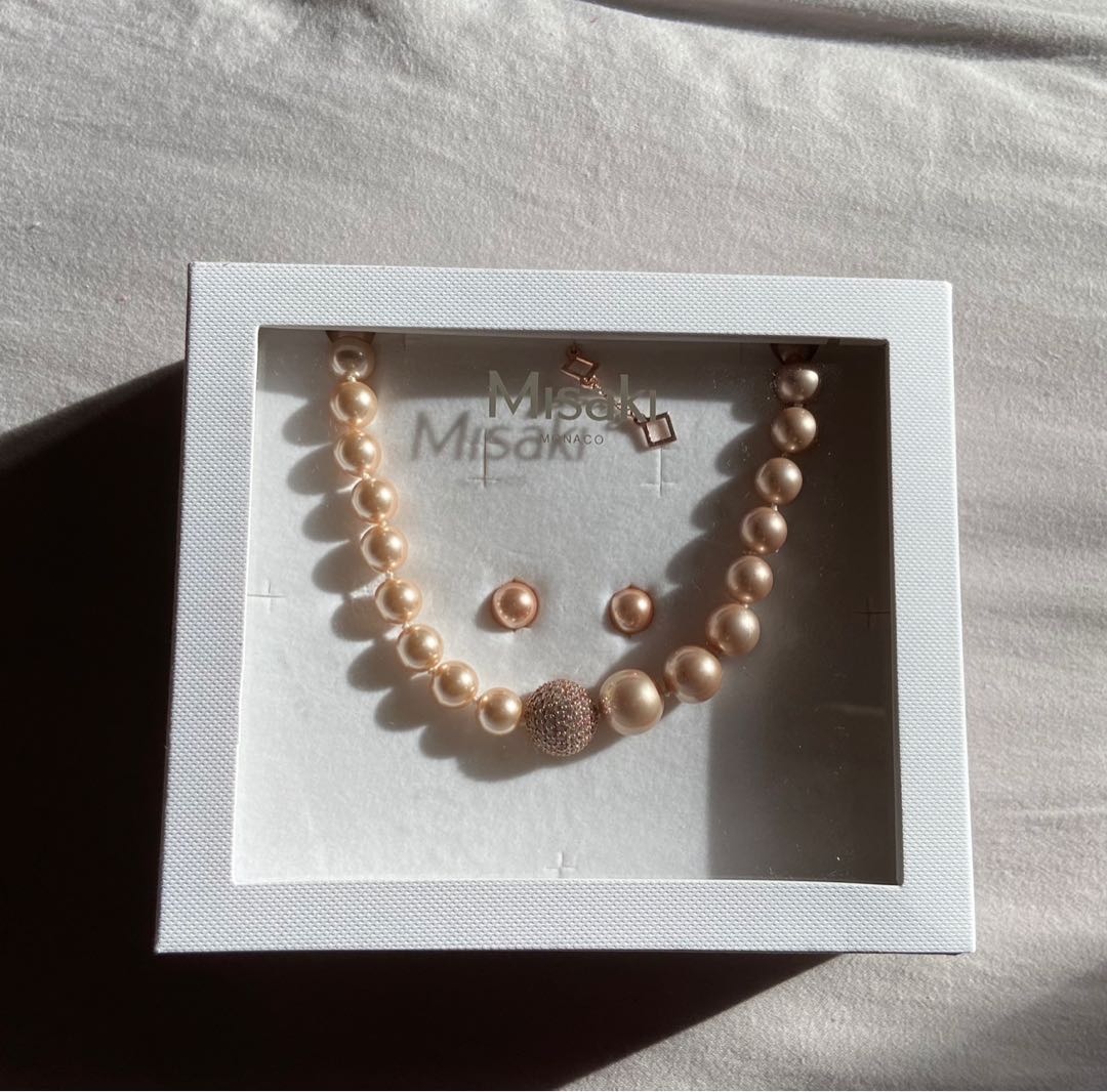 MISAKI pearl necklace and earring set, Women's Fashion, Jewelry ...