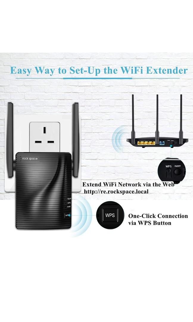 Rockspace AC1200 WiFi Range Extender, 1200Mbps Dual Band WiFi booster ...