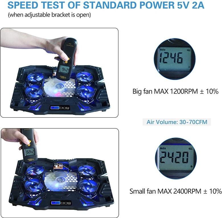 TopMate C5 Laptop Cooler Cooling Pad, Quiet Cooling Fan 2400 RPM High ...