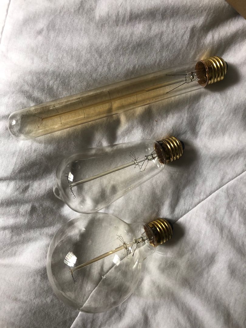 Vintage original Edison bulbs (thin filaments), Furniture & Home Living ...