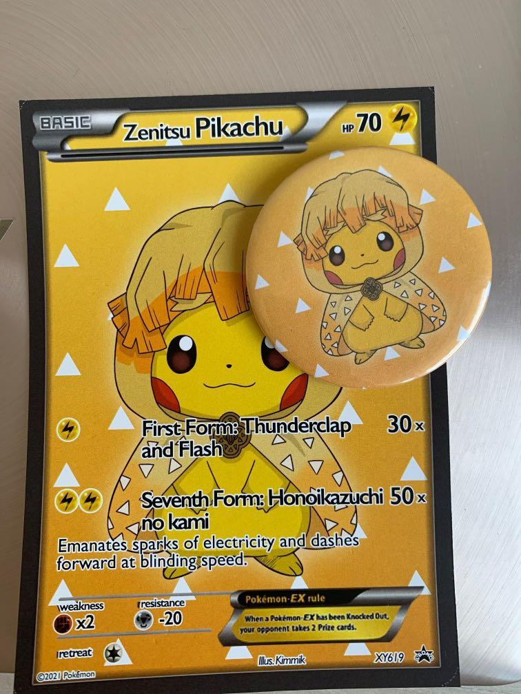 Zenitsu Pikachu badge, Hobbies & Toys, Memorabilia & Collectibles, Fan ...