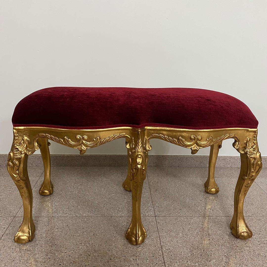 Da Vinci Lifestyle Red Velvet Bench, Furniture & Home Living, Furniture ...