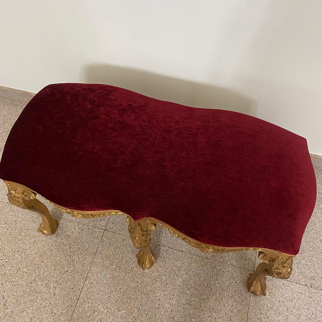 Da Vinci Lifestyle Red Velvet Bench, Furniture & Home Living, Furniture ...