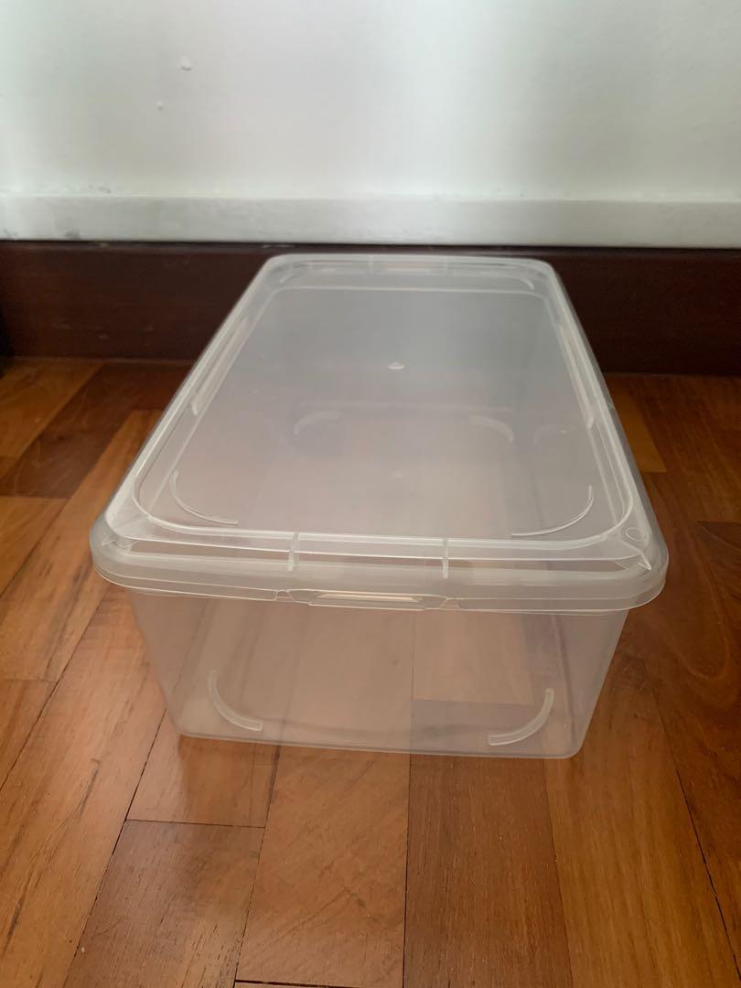 Daiso Storage box - transparent plastic, Furniture & Home Living, Home ...