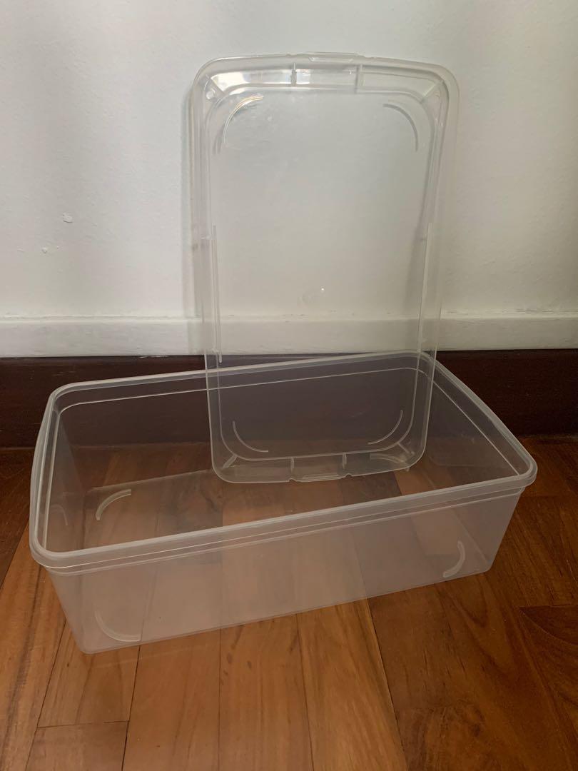 Daiso Storage box - transparent plastic, Furniture & Home Living, Home ...