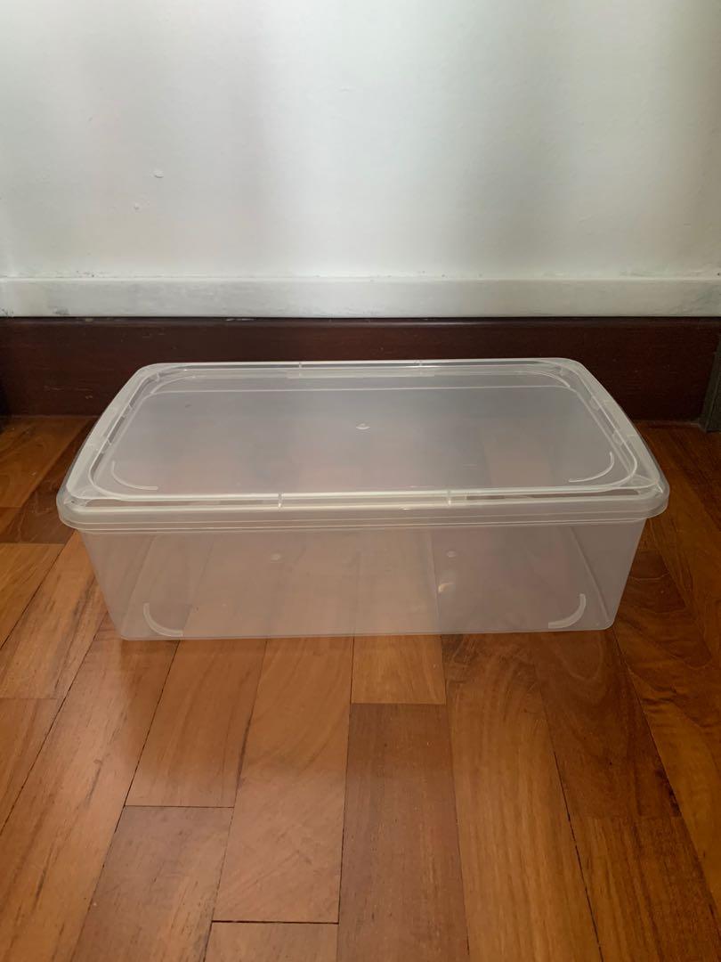 Daiso Storage box - transparent plastic, Furniture & Home Living, Home ...