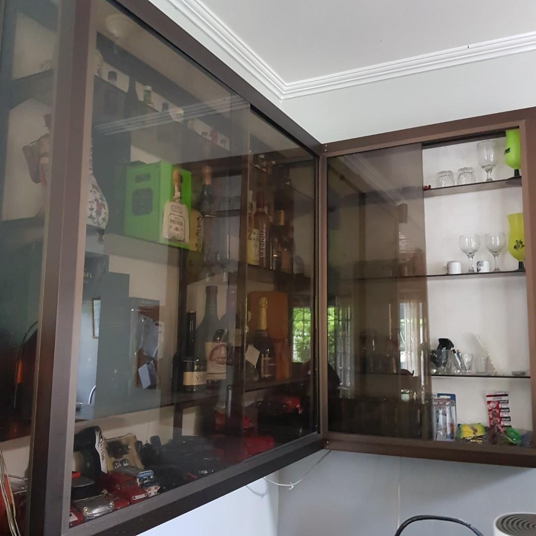 Glass Display Cabinet Shelf with Metal Frame, Furniture & Home Living ...