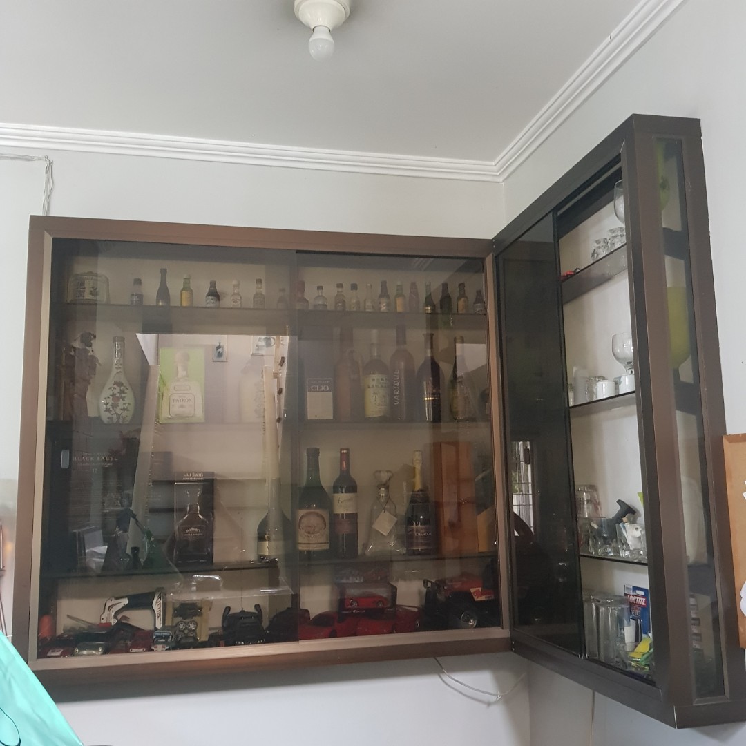 Glass Display Cabinet Shelf with Metal Frame, Furniture & Home Living ...