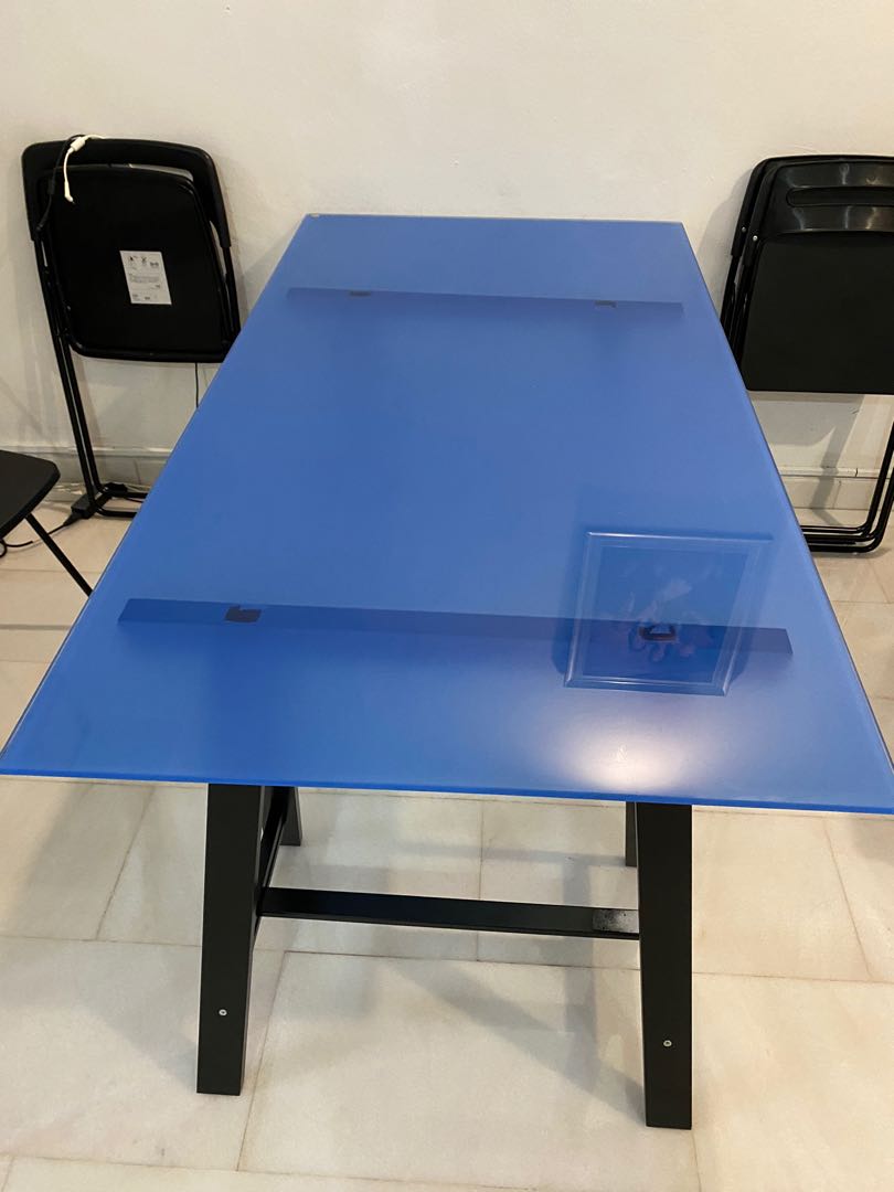 Glass study table, Furniture & Home Living, Furniture, Tables & Sets on ...