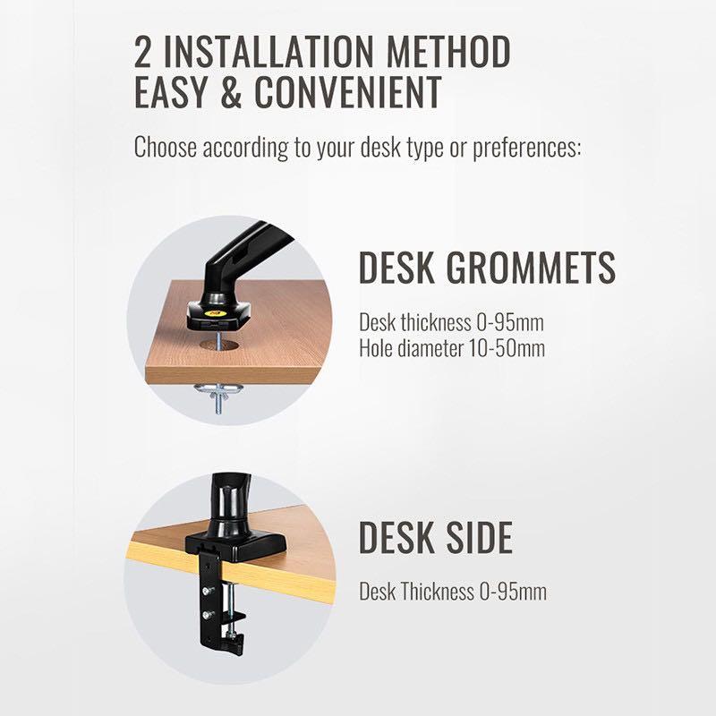 HYDRAULIC MONITOR MOUNTING ARM NB F80 LCD SCREEN DESK TABLE VESA MOUNT ...