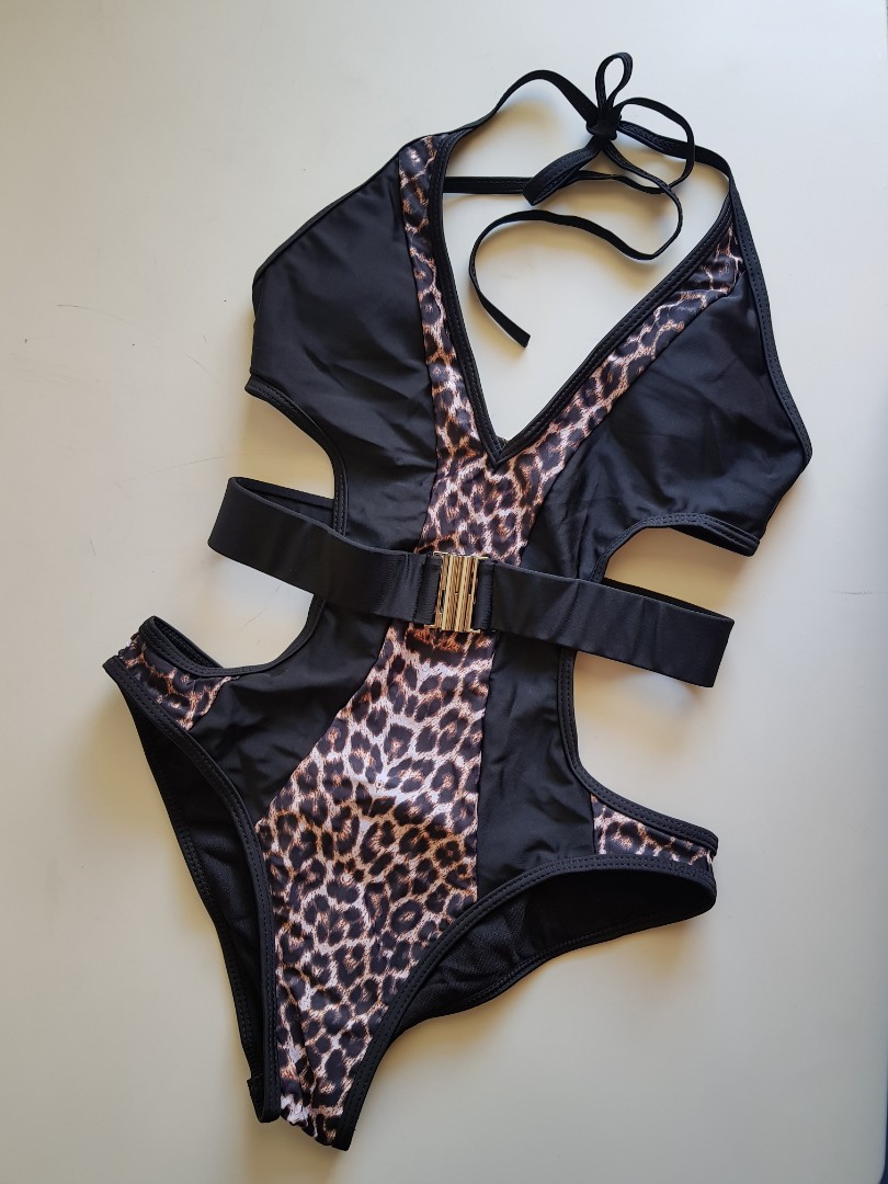 Leopard Belted Monokini, Women's Fashion, Swimwear, Bikinis & Swimsuits ...
