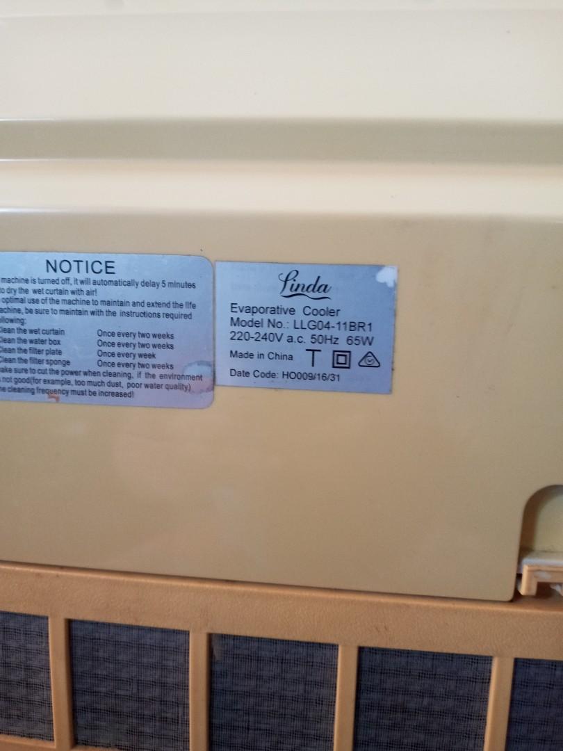 Linda Evaporative Air Cooler, TV & Home Appliances, Air Conditioning ...