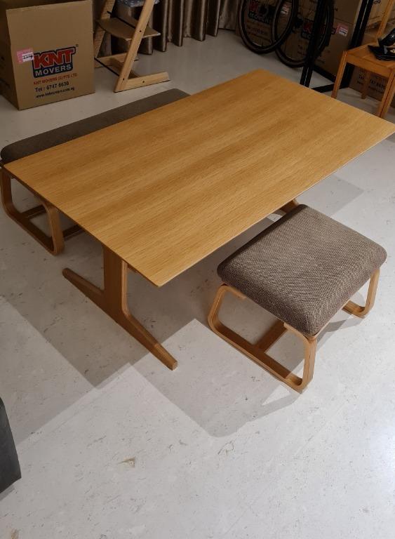 Muji Living & Dining Set: Table, Stool, Bench (Value New SGD 1500 ...