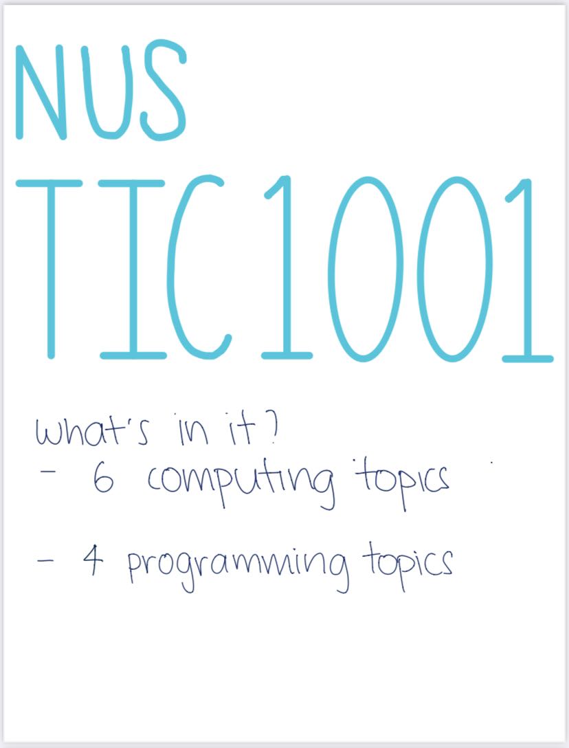 BTech NUS - TIC1001 Introduction to Programming, Computers & Tech, Office & Business Technology ...