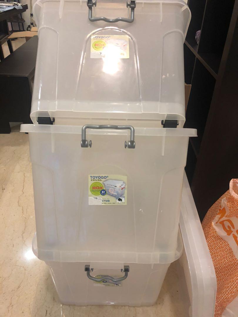Toyogo 9709 storage box with lid and wheels x 3, Furniture & Home ...