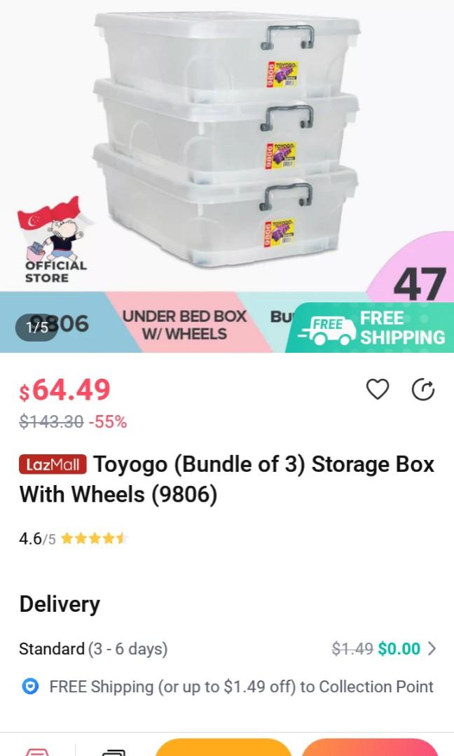 Toyogo Storage Box With Cover 68L - 9806, Furniture & Home Living, Home ...