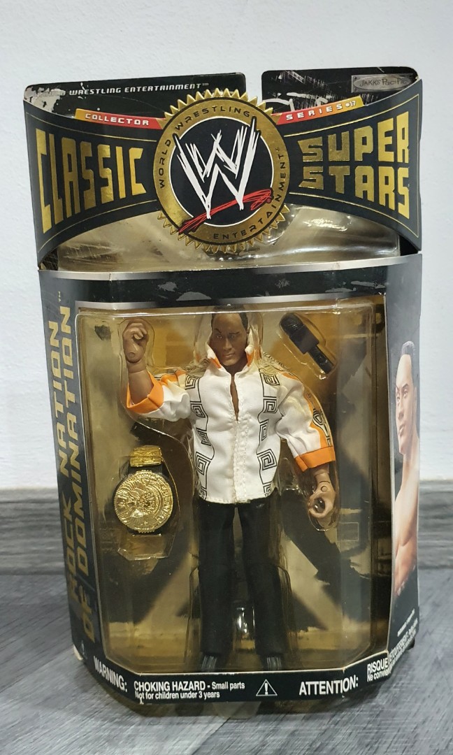WWE WWF The Rock Dwayne Johnson Rock Nation of Domination figure ...