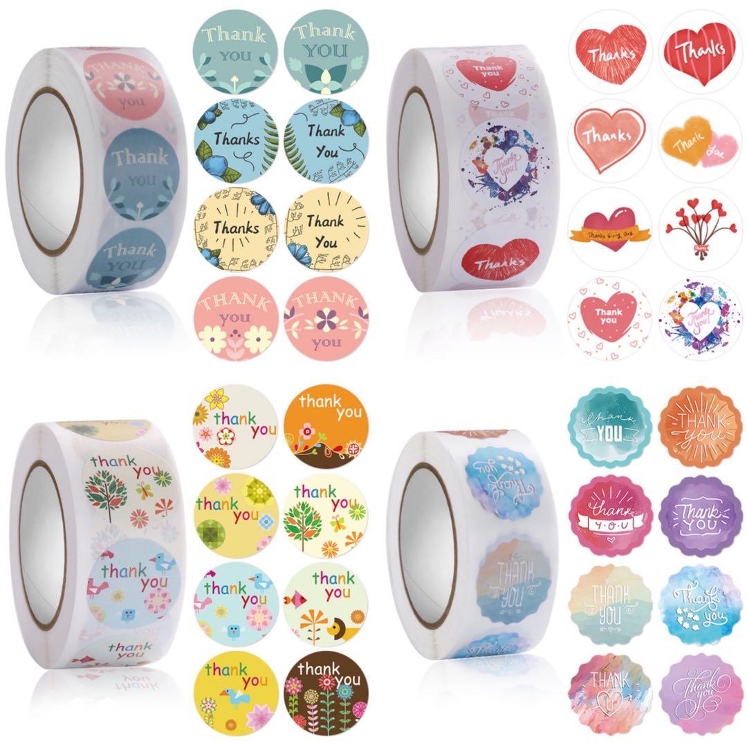 2.5cm Fun & Cute Thank You Stickers, Hobbies & Toys, Stationery & Craft ...