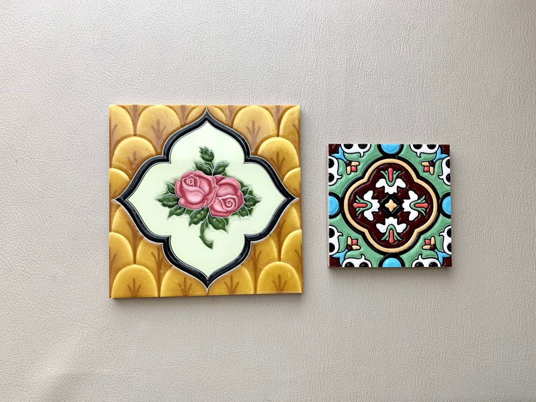 2 Peranakan style ceramic tiles, Furniture & Home Living, Home Decor ...