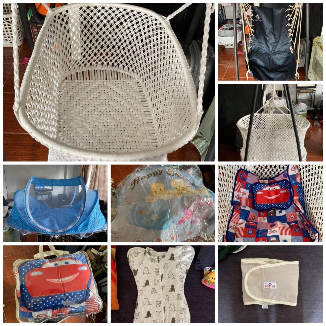 BUNDLE - Duyan set w/ Adult swing and stand, Comforter set, Baby Net ...